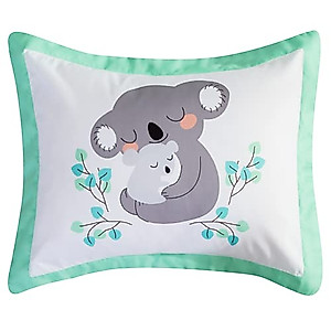 Little Grape Land 4 Piece Crib Bedding Set, Crib Sheet, Crib Skirt, Baby Quilt and Pillow Cover, Nursery Bedding Set, Baby Comforter Set for Toddler, Kids, Boys and Girls, Green Koala