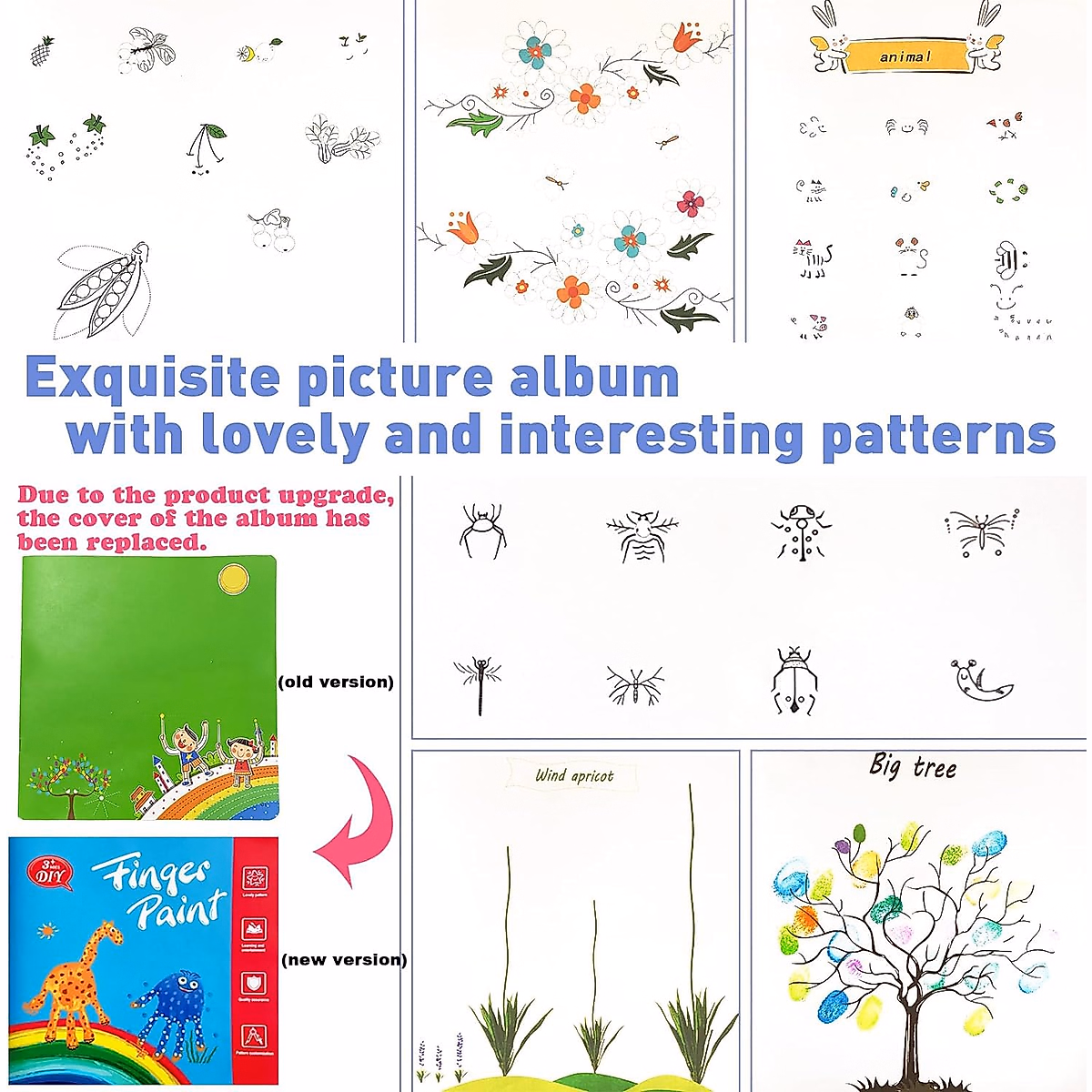 Fottaqqan 25 Color Book Finger Painting Kit Drawing Toys,Album Educational Tool Kit,Washable Children's Supplies for Birthday Kindergarten,Early Learning