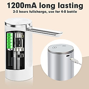 Desktop Water Jug Dispenser with Removable Base, Water Dispenser for 5 Gallon Bottle, Portable Electric Folding Countertop Water Bottle Pump with USB Charging for Camping Picnic Home Office