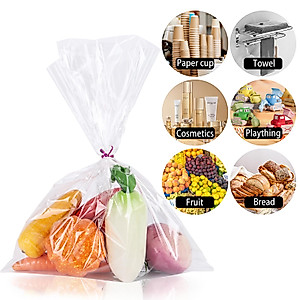 100Pcs Cellophane Bags 12"x16" Clear Plastic Bags for Gifts for Treat Bags Household Bags Party Favors Packaging
