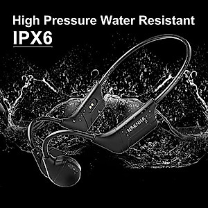 NANKA Bone Conduction Headphones, Open Ear Bluetooth Headphones with Mic, IPX6 Waterproof Wireless Headphones with Magnetic Charging for Sports