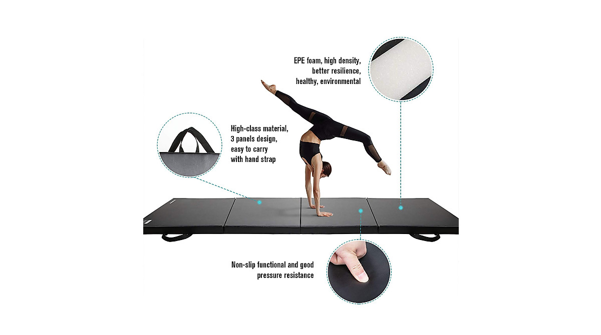 RitFit Upgraded Folding Exercise Mat - Durable 2-Inch Gymnastics Mat