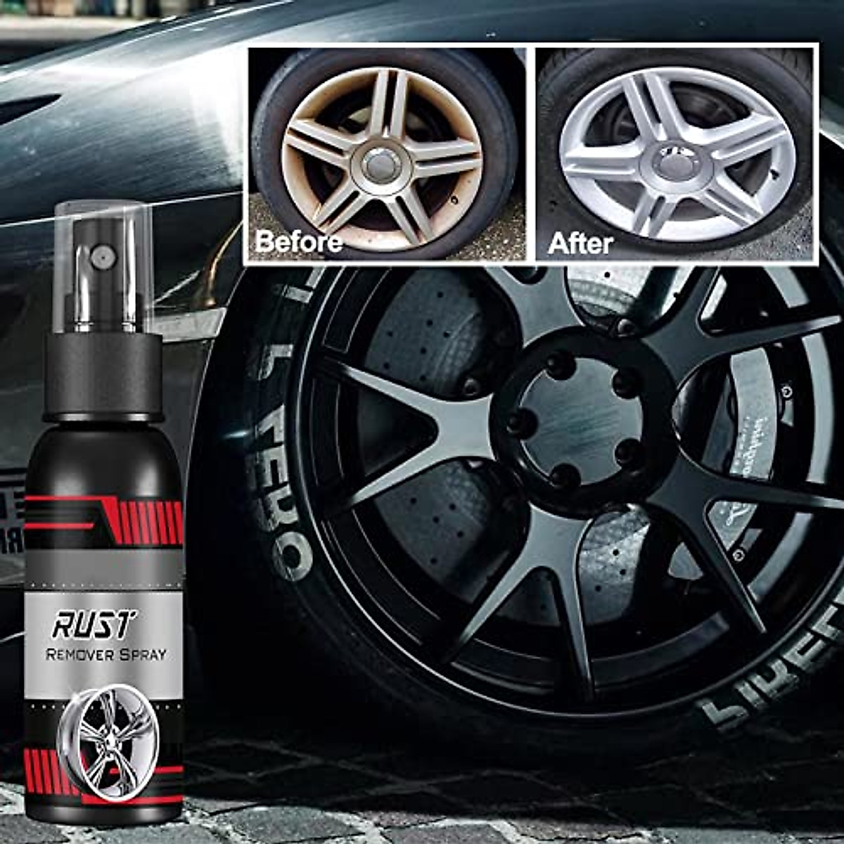 Hulzogul 30/100ml Car Rust Remover Wheel Cleaner, Auto-Rost-Entferner, Car Rust Remover, Rim and Tyre, Car Maintenance Cleaning Rust Remover