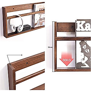 Wood Magazine Rack Wall Hanging Newspaper Holder Book Shelf Storage Rack Display Rack Bedroom Living Room 90X7X30CM MUMUJIN (Color : B)