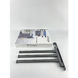 EToops Towel Racks, Swivel Towel Rack, Rustproof and Durable Space Saving Towel Hanger, Towel Bar Swing Out 180° Rotation, Wall Mounted/Glue Mounted Towel Rod with Hook for Bathroom, Kitchen