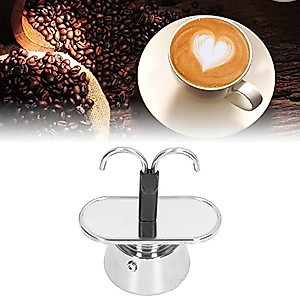 Haofy Stainless Steel Moka Pot, Stovetop Mini 2-Cup Moka Pot, 100ml Dual Pipe Stainless Steel Coffee Maker Anti Scald Nonslip Thickened Strainer Widely Used Mocha Pot