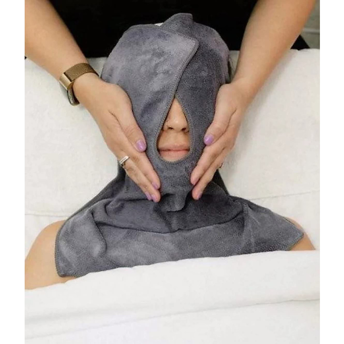 BeautyClothCo Esthetician Towels for Facials - Pack of 2 Facial Towels - Mask Removing Face Wrap - Perfect for Spa, Salon, & at-Home Skincare - Super Soft Microfiber Face Towel Set - Grey