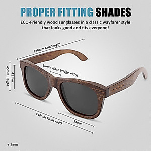 WOODWORD Polarized Wood Sunglasses for Men Women - Bamboo Wood Sunglasses with Wood Case (Black)