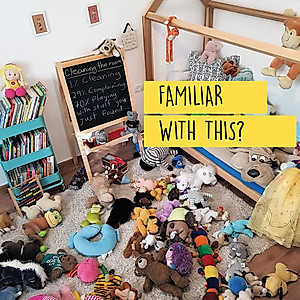 SMART WALLABY Stuffed Animal Storage, Bean Bag Chairs for Kids, 100% Cotton Washable Plush Animal Storage. Room Organization for Stuff Animal, Linens, Quilts & Pillows | Triangular | Starry Night