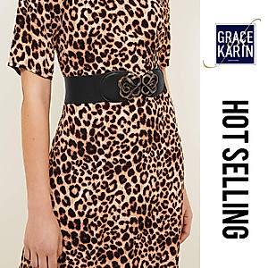 GRACE KARIN Women Vintage Wide Elastic Stretch Waist Belt, Black (CL0413-1), X-Large