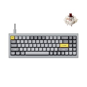 Keychron Q7 Wired Custom Mechanical Keyboard, 70% Layout QMK/VIA Programmable Macro with Hot-swappable Gateron G Pro Blue Switch Double Gasket Compatible with Mac Windows Linux (Grey)