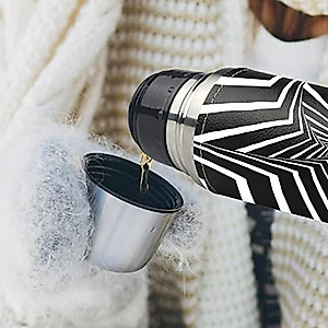 Black and White Vertigo Background Stainless Steel Water Bottle, Leak-Proof Travel Thermos Mug, Double Walled Vacuum Insulated Flask 17 OZ