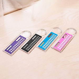 3 in 1 Calculators Mini Pocket Basic Calculator with Magnifier Solar Transparent Ruler Calculator Digital Desktop Calculator for Kids Student School Supplies Silver