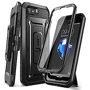 SUPCASE Unicorn Beetle Pro Series Case for iPhone SE (2022)/ iPhone SE (2020)/ iPhone 7/ iPhone 8, Built-in Screen Protector Full-Body Rugged Holster & Kickstand Case (Black)