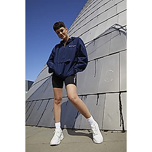 Champion Windbreaker, Packable, Wind and Water-Resistant Jacket for Women, Black Small Script, Medium