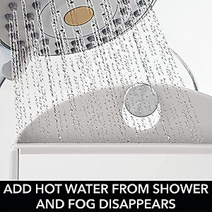 mDesign Bathroom Shower Suction Fog Away Shaving Mirror - Light Gray/Brushed