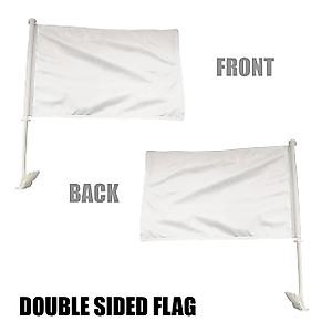 BANNER BUZZ MAKE IT VISIBLE Solid White Car Window Clip Flag Fade Resistant Vehicle for Patriotic, Sports Events, Parades - Premium - Double Side Printing (Pack of 100)