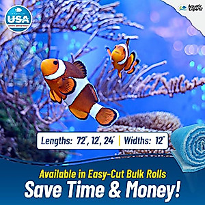 Aquatic Experts Classic Bonded Aquarium Filter Pad -12 Inches by 72 Inches by .75 Inch - Blue and White Aquarium Filter Media Roll Bulk Can Be Cut to Fit Most Filters, Made in USA