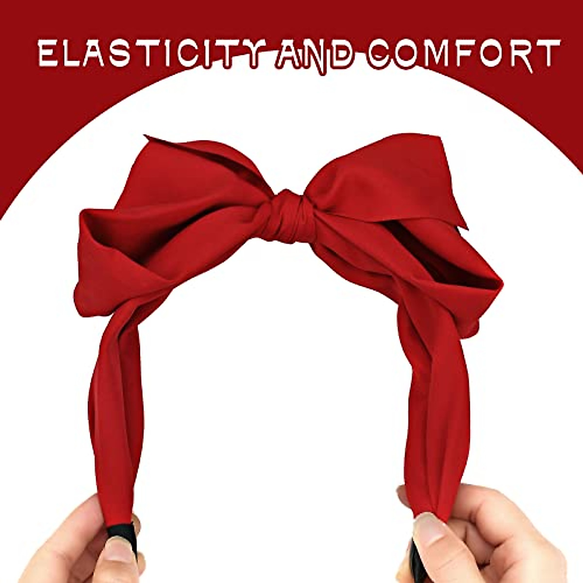 WLLHYF Bow Headbands for Women, 1 PCS Hair Bands Fashion Cute Hairband Non-Slip Headwear Beautiful Red Hair Hoop Knotted Wide Turban Headbands Valentine's Day Gifts for Women's Headbands