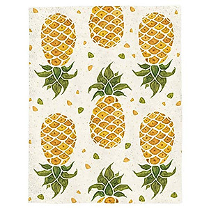 Singingin Ultra Soft Flannel Fleece Bed Blanket Summer Pineapple Throw Blanket All Season Warm Fuzzy Light Weight Cozy Plush Blankets for Living Room/Bedroom 60" x 80"