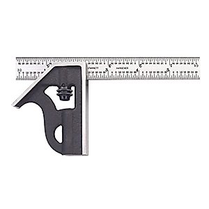 Starrett Student Combination Square - Ideal for Youngsters and Apprentices - 6" Blade Length, Cast Iron Head, Hardened and Tempered Square Blade, 4R Graduation - 10H-6-4R