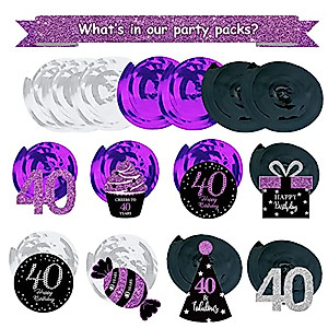 40th Birthday Decorations Women Purple Black Silver for Women Qian’s Party Purple Silver Black Foil Hanging Swirls Decorations 40th Birthday Party Hanging Decor – Women 40th Birthday Party Decorations