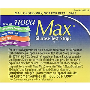 NovaMax Glucose Test Strips, Box of 50 Strips