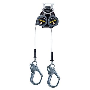 Miller by Honeywell TurboLite Edge Extreme Sharp Edge 9-Foot Twin Personal Fall Limiter with Aluminum Locking Rebar Hooks (MFLEC2-12/9FT), Gray