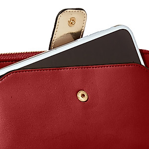 Heaye Women Wristlet Wallet with Cell Phone Holder RFID Blocking Zip Around Wallet PU, Red