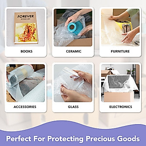 2-Pack Bubble Cushion Wrap Roll, Fuxury 12 Inch x 72 Feet Total Air Bubble Cushioning Wrap, Perforated Every 12", Included 20 Fragile Sticker Labels for Packaging Moving Shipping Boxes Supplies