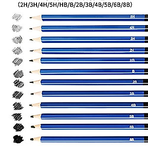 Pssopp Drawing Sketching Pencils Set 71Pcs Artist Colouring Pencils Sketching Set Art Supplies Art Kit for Artist Beginners Kids Adults