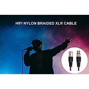 KINXIYU XLR Cable 20 FT, 3 Pin Nylong Braided Balanced XLR Male to XLR Female Microphone DMX Patch Cords (Pure Copper Conductors)