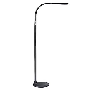 PHIVE LED Floor Lamp for Reading, Dimmable Gooseneck Standing Lamp (4 Color Modes, 5-Level Dimmer, 12W, Memory Function, Touch Control Floor Light for Living Room, Bedroom, Office) Black