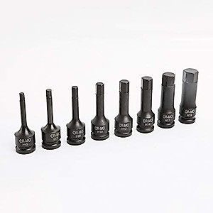 1/2" Drive Impact Socket Hex Bits | 8pc Metric Set Long Air Allen Driver