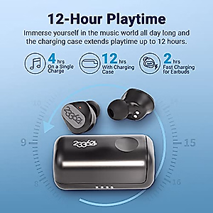 233621 Droplet True Wireless Earbuds, CVC 6.0 Call Noise Cancelling Headphones, IPX5 Waterproof Bluetooth 5.0 Earphones Touch Control, Stereo Sound, Comfortable fit for Home, Office, Gym (Black)