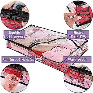 Vieshful 3 Pack Clothes Storage Bags and 3 Pack Clear Underbed Storage Bins, Large Capacity Clothing Containers with Sturdy Zippers and Strong Handles