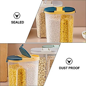 Cabilock Airtight Food Storage Containers Cereal Dispenser Container 2 Compartments Kitchen Food Storage Containers For Cereal Chips Nuts Pasta Rice Snacks Storaging (Blue)