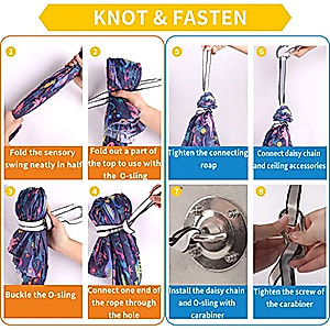 Therapy Sensory Swing for Kids, Indoor Outdoor Special Needs Cuddle Snuggle Swings, Room Ceiling Fabric Blue Dinosaur Hammock for Children Child Boys ADHD, Autism, Aspergers, Sensory Integration