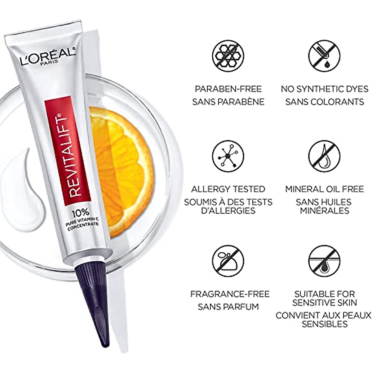 L'Oreal Paris Revitalift 10% Pure Vitamin C Face Serum, Brighter Skin, Reduced Wrinkles, Fragrance Free 1 0z.