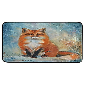 ALAZA Vintage Fox Watercolor Lively Area Rug, Non Slip Runner Rugs, Comfort Floor Mats for Kitchen, Bedroom, Living Room 39x20 inch