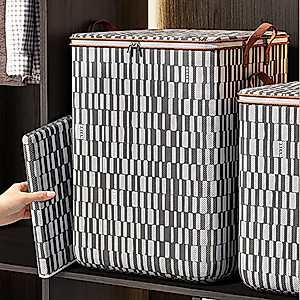 Bzdzmqm Clothes Storage Bag Large Capacity Wardrobe Sorting Bag Double Zipper Closure Foldable Organizer Portable Storage Box Portable Storage Bag Winter Cup Storage Box with Handle