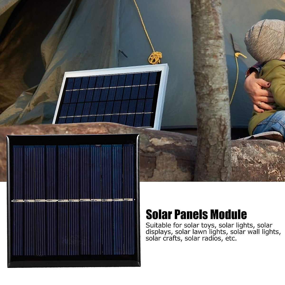 4pcs 1W 5.5V Polycrystalline Solar Panel, High Efficiency Module Off Grid PV Power for Battery Charging, Boat, Caravan, RV 95 x 95mm