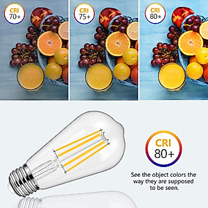 6-Pack 8W Dimmable Edison LED Light Bulbs 100W Equivalent, Vintage ST64/ST21 LED Filament Bulbs with 1000LM, 3000K Soft Warm White Lighting, E26 Medium Base Clear Glass for Home, Office, Restaurant