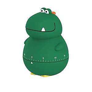 Cute Dinosaur 100% Mechanical Egg Kitchen Timer for Kids Cooking/Reading/Classroom/Do Sports(Dinosaur, Green)
