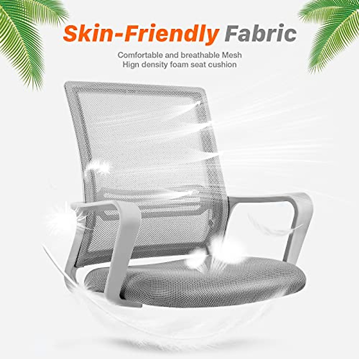 Office Chair - Ergonomic Executive Mid Back Home Office Desk Chairs, Adjustable Height, Breathable Mesh