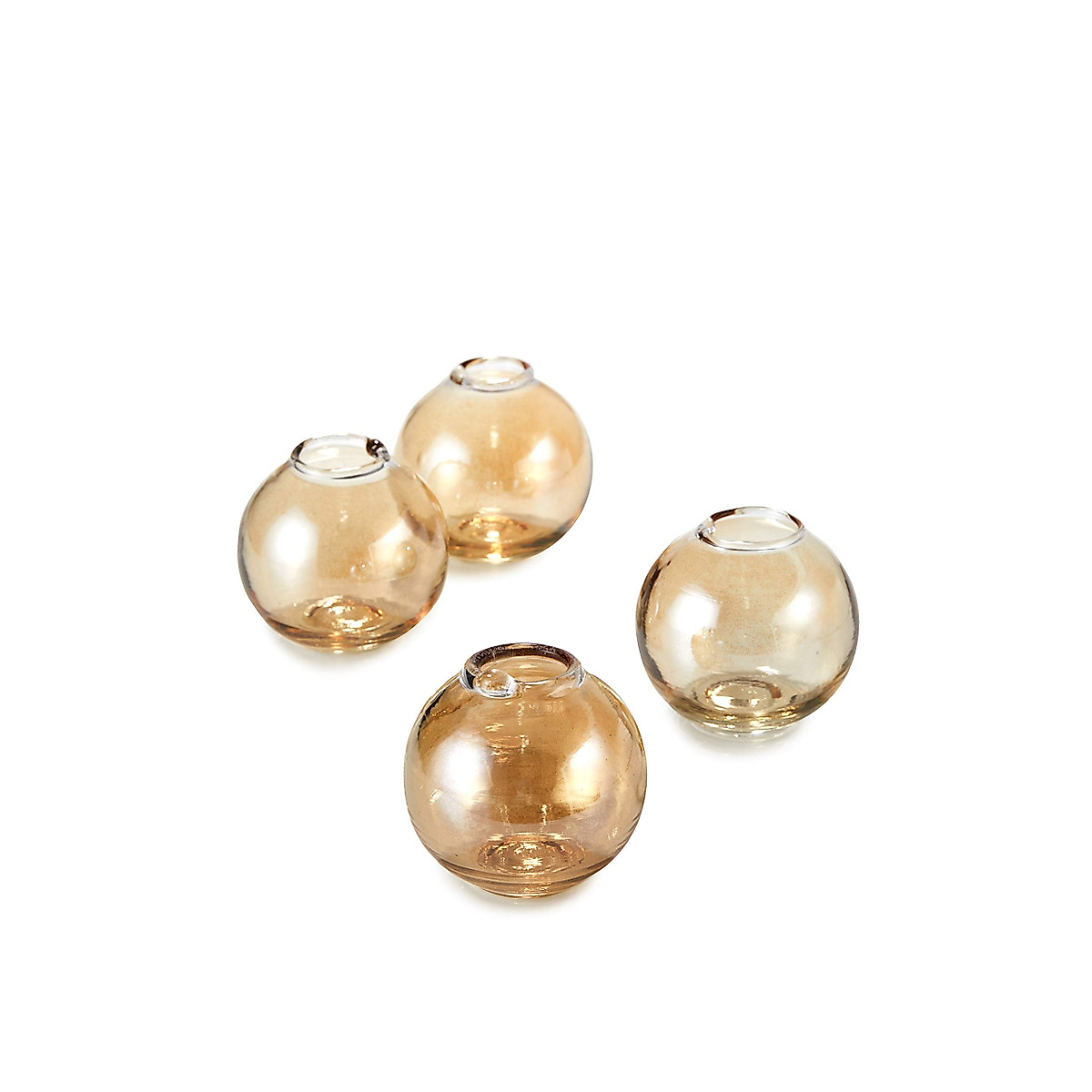 Serene Spaces Living Set of 48 Amber Luster Ball Glass Bud Vase, Short Vases for Centerpieces for Home Decor, Events, Weddings, Measures 3" Tall & 2.75" Diameter