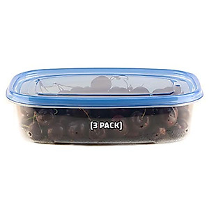 EcoQuality [3 PACK] 64oz Rectangular Oblong Plastic Reusable Storage Containers with Snap On Lids - Airtight Stackable Reusable Plastic Food Storage, Leak-Proof, Meal Prep, Lunch, Togo, BPA-Free