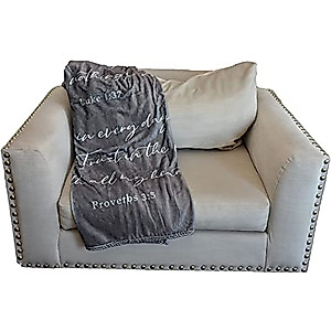 Double Creek Lightweight Scripture Throw Blanket Inspirational Verses Philippians 4:13, Luke 1:37, Proverbs 3:5, Comfort Blanket 50"x 60" Get Well Gift Men Women