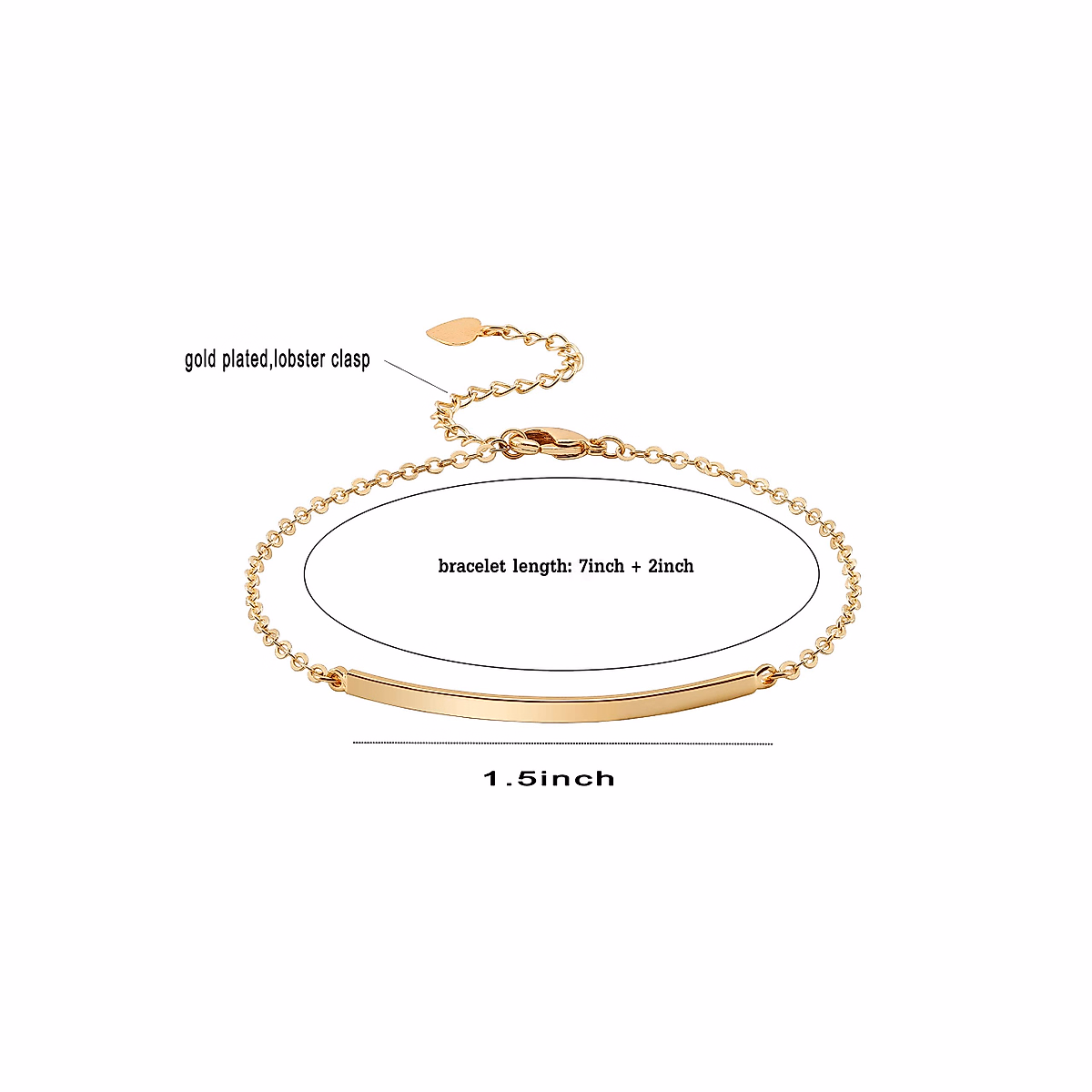 Dainty Gold Bar Bracelet for Women Simple Delicate 18K Gold Plated Chain Handmade Minimalist Jewelry