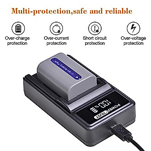 PowerTrust 1-Pack NP-FP50 NPFP50 Battery + LED USB Charger for Sony NP-FP30 DCR-DVD103, DCR-DVD105, DCR-DVD203, DCR-DVD205, DCR-DVD305, DCR-DVD92, DCR-HC20, DCR-HC21, DCR-HC26, DCR-HC30 Batteries